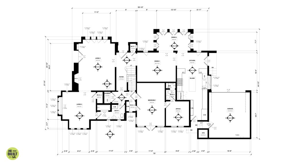 What does an as built floor plan typically have?
